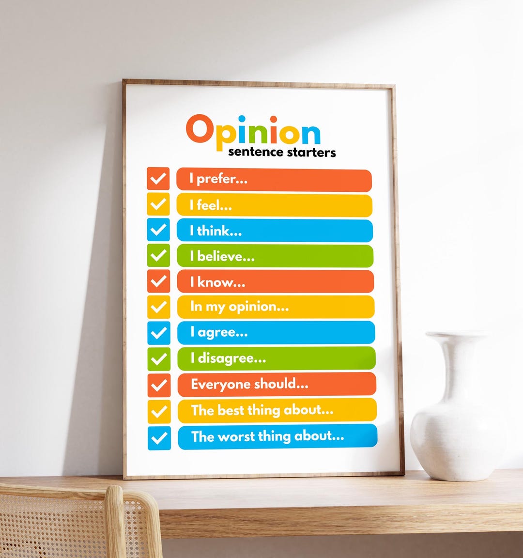 Opinion Sentence Starters Poster, English Writing Prompts, Writing ...