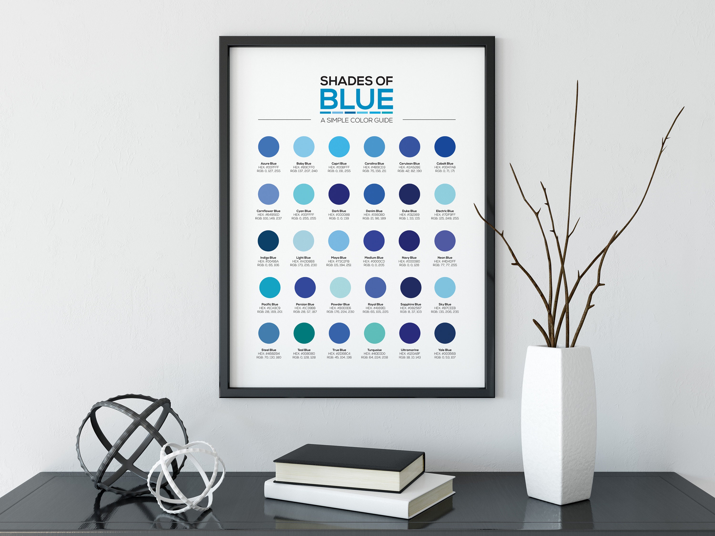 Different Shades of Blue Color Chart With 30 Different Hex - Etsy UK