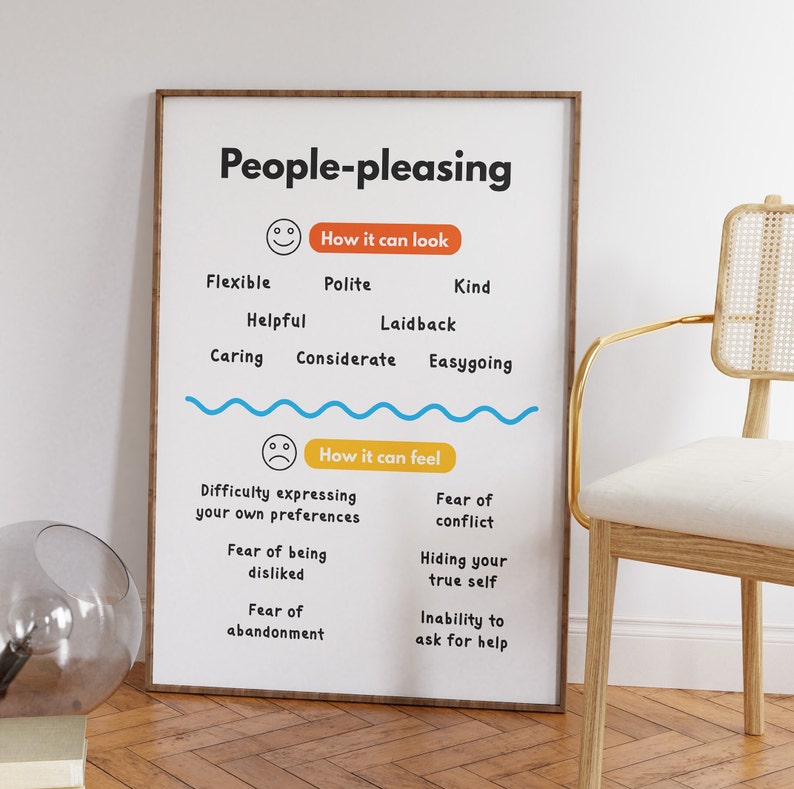 People Pleasing Poster, Mental Health Poster, Therapy Print, Counselor ...