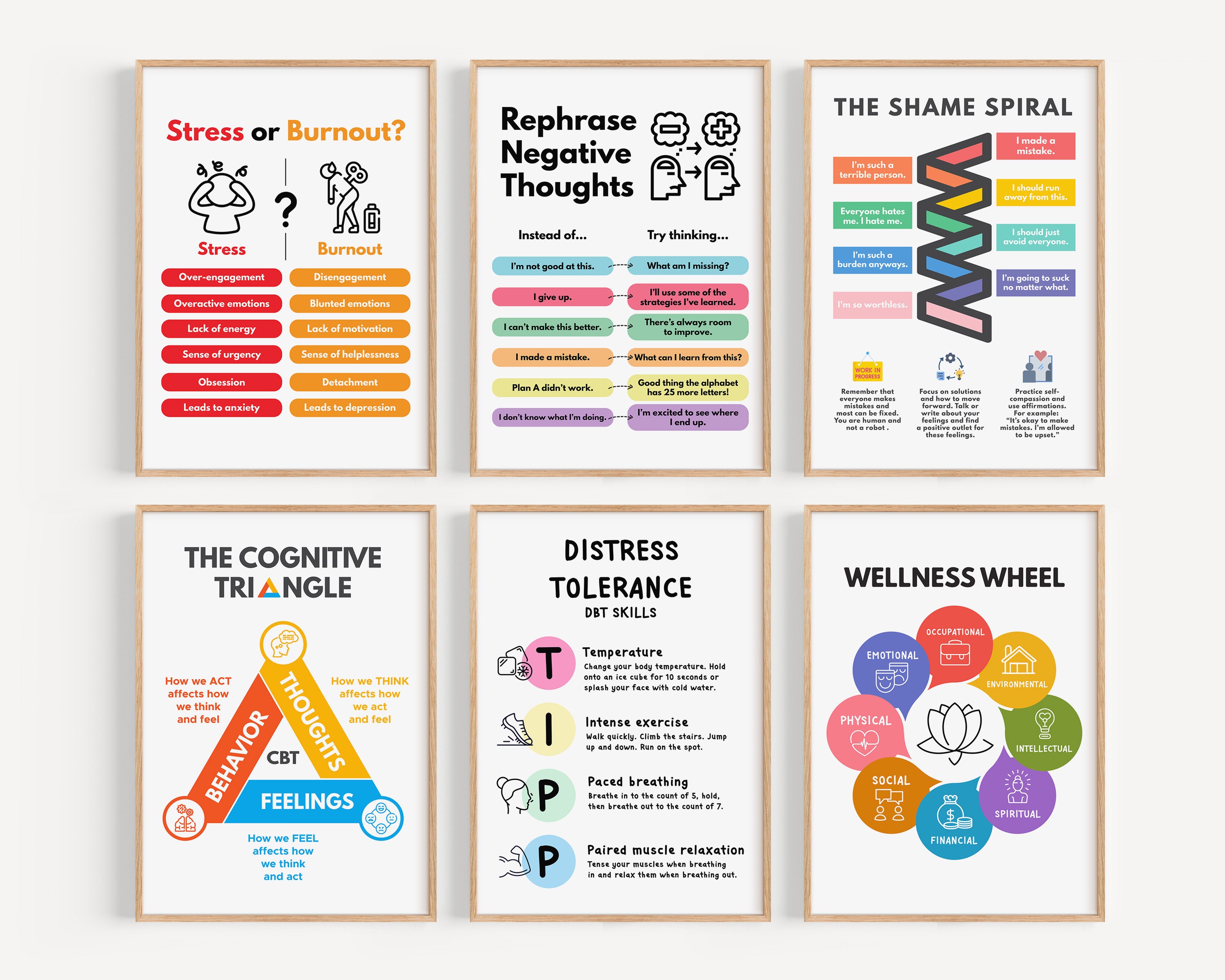 Set of 16 Mental Health Posters Bundle, Therapy Wall Art, Counselor ...