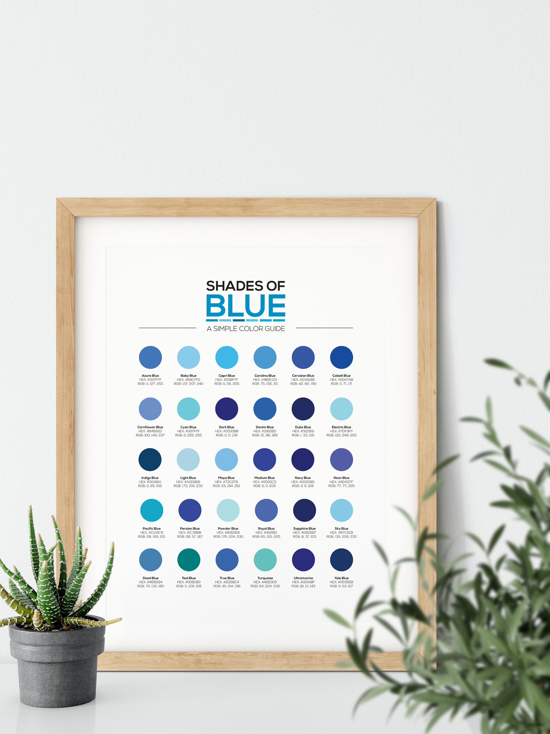 Different Shades of Blue Color Chart With 30 (Instant Download) - Etsy