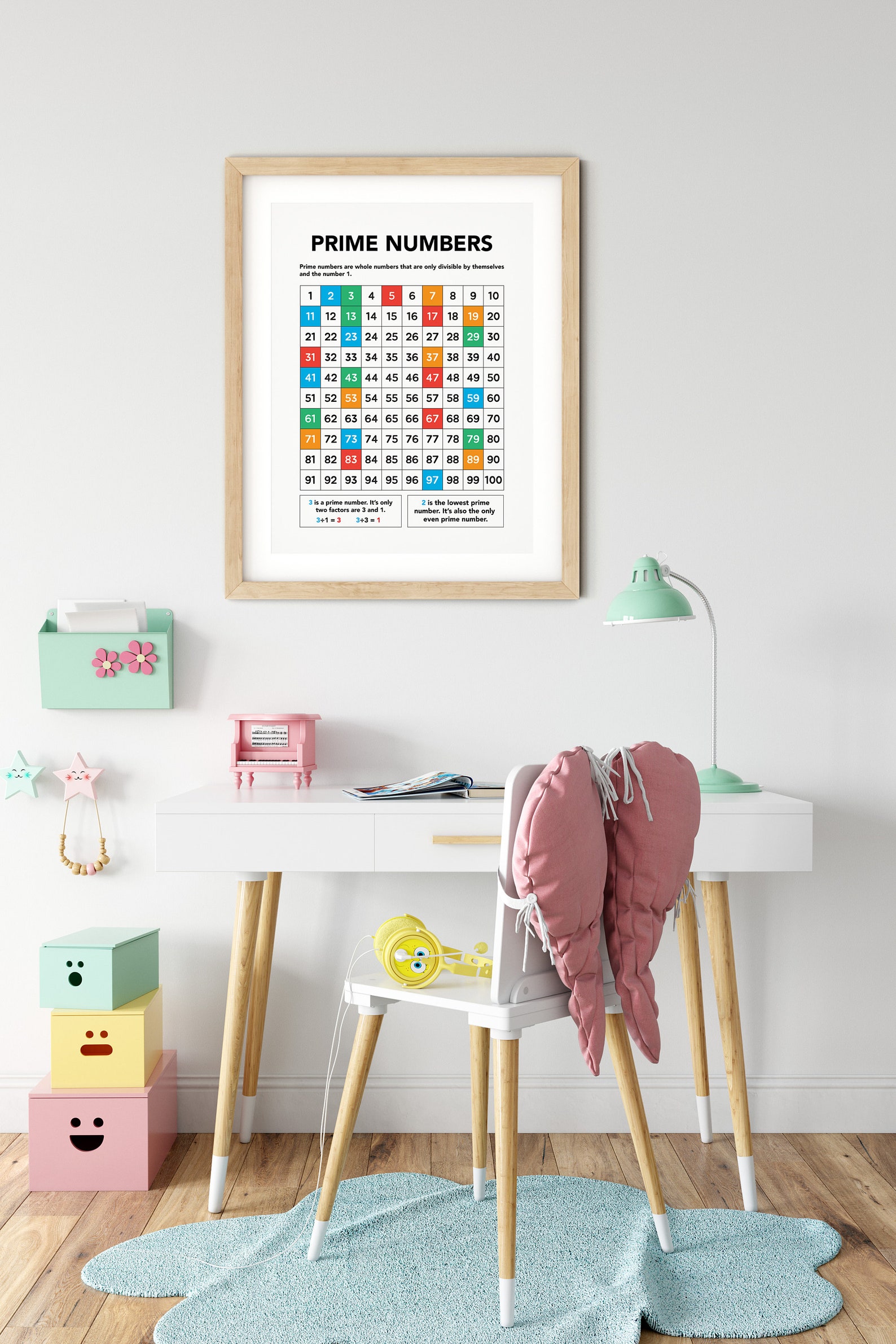 Printable Prime Number Chart 1 to 100. Color Coded Squares Number Chart ...