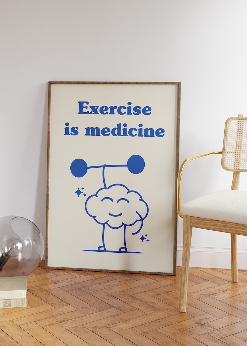 Exercise is Medicine Poster, Exercise is Medicine Print, Retro Quote ...