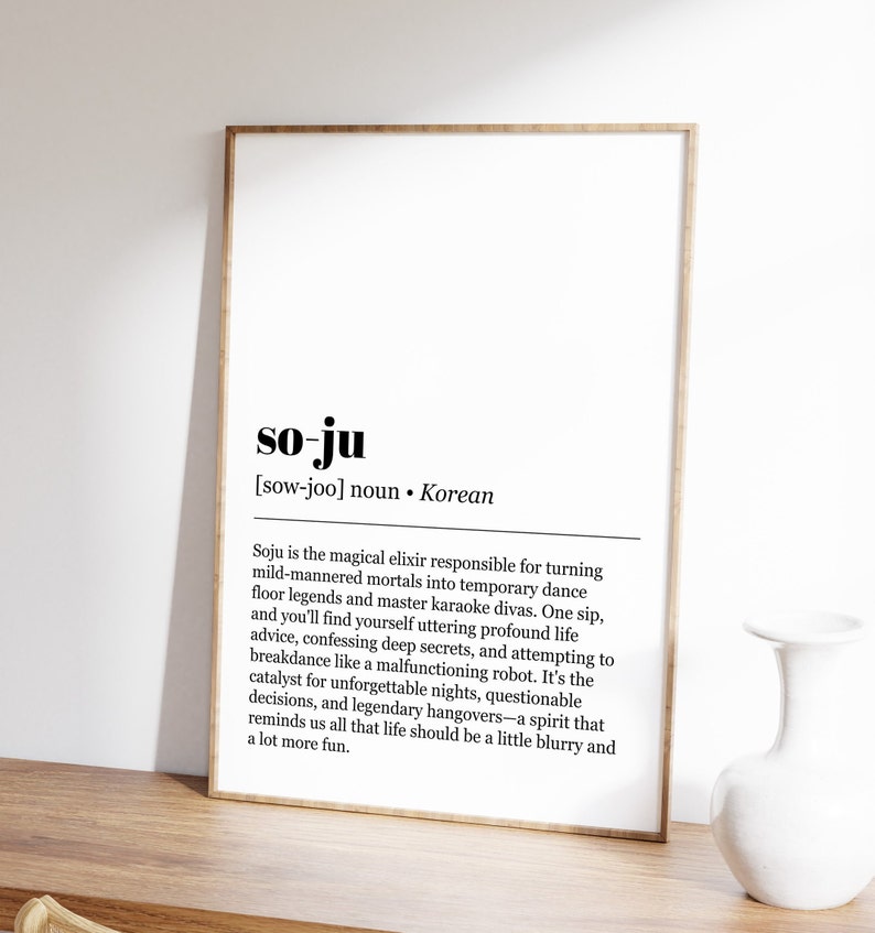 Soju Poster, Soju Definition Print, Korean Food and Cuisine, South ...