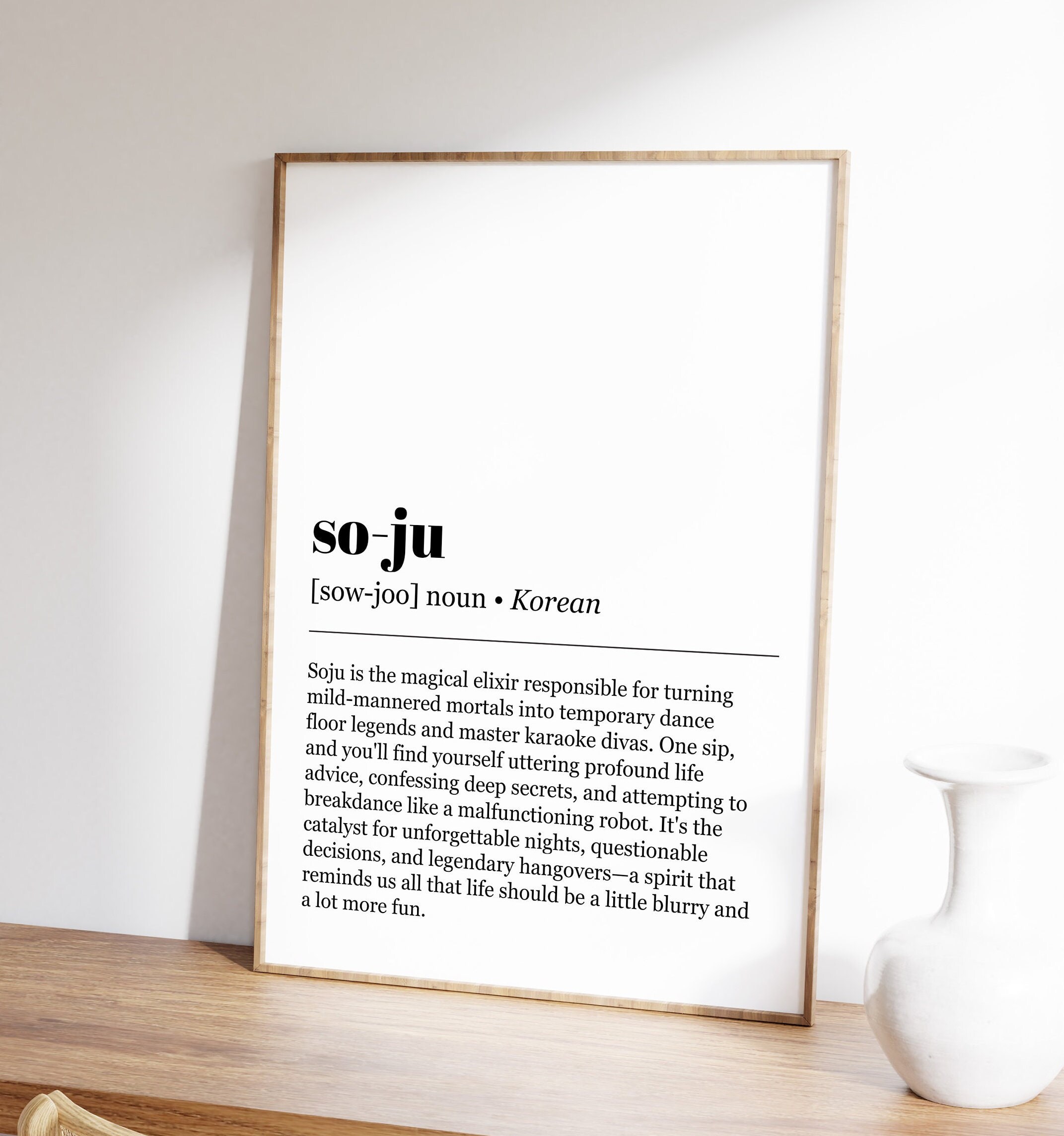 Soju Poster, Soju Definition Print, Korean Food and Cuisine, South ...