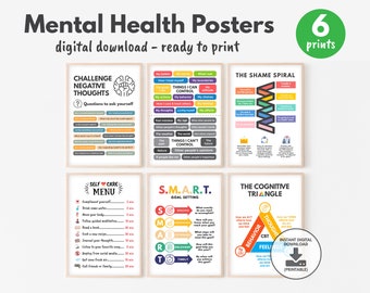 Set of 8 Counseling Posters Office Decor School Psychologist Wall Art ...