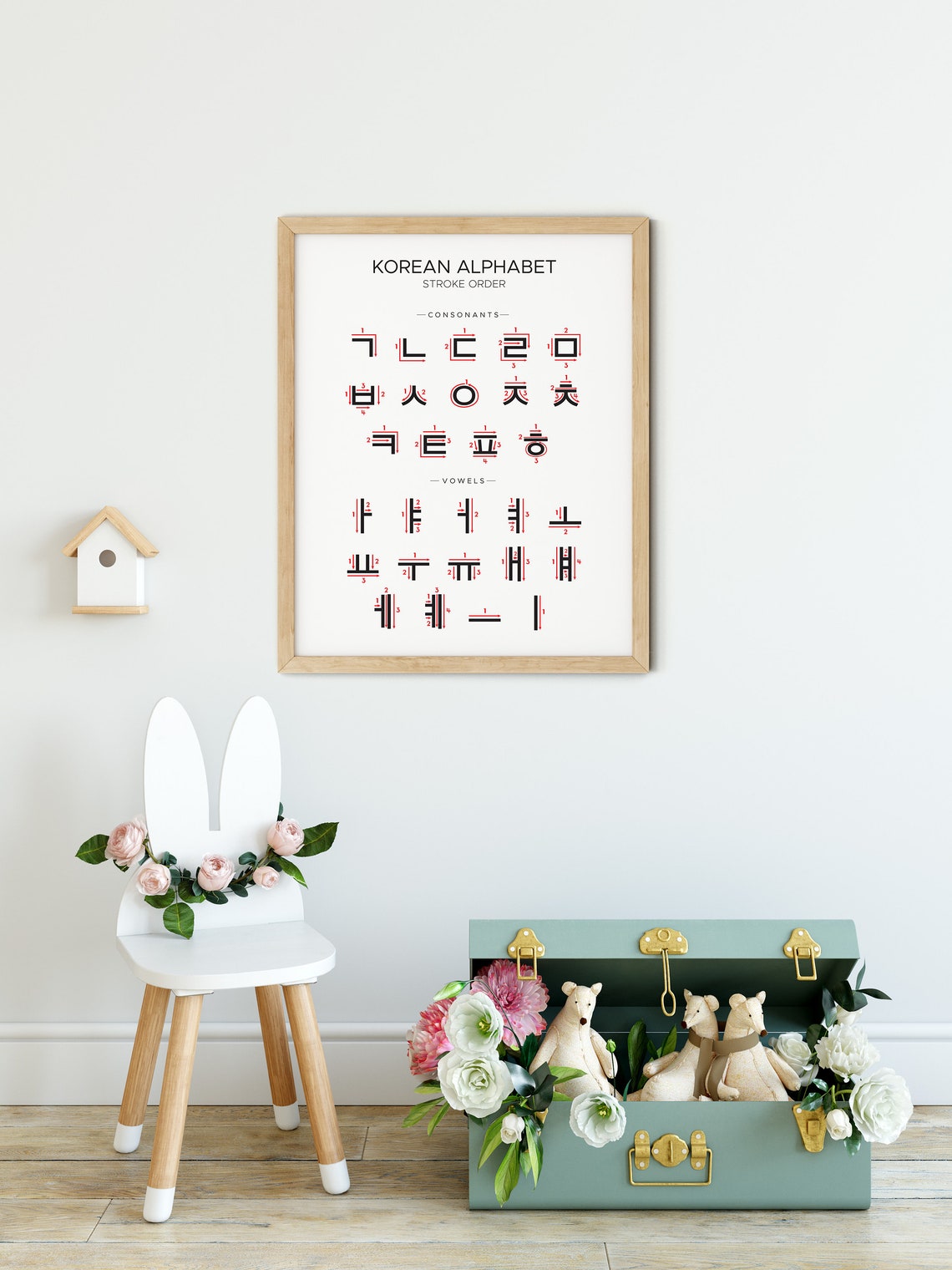 Hangul Alphabet Stroke Order Chart. Printable Poster for Beginners ...