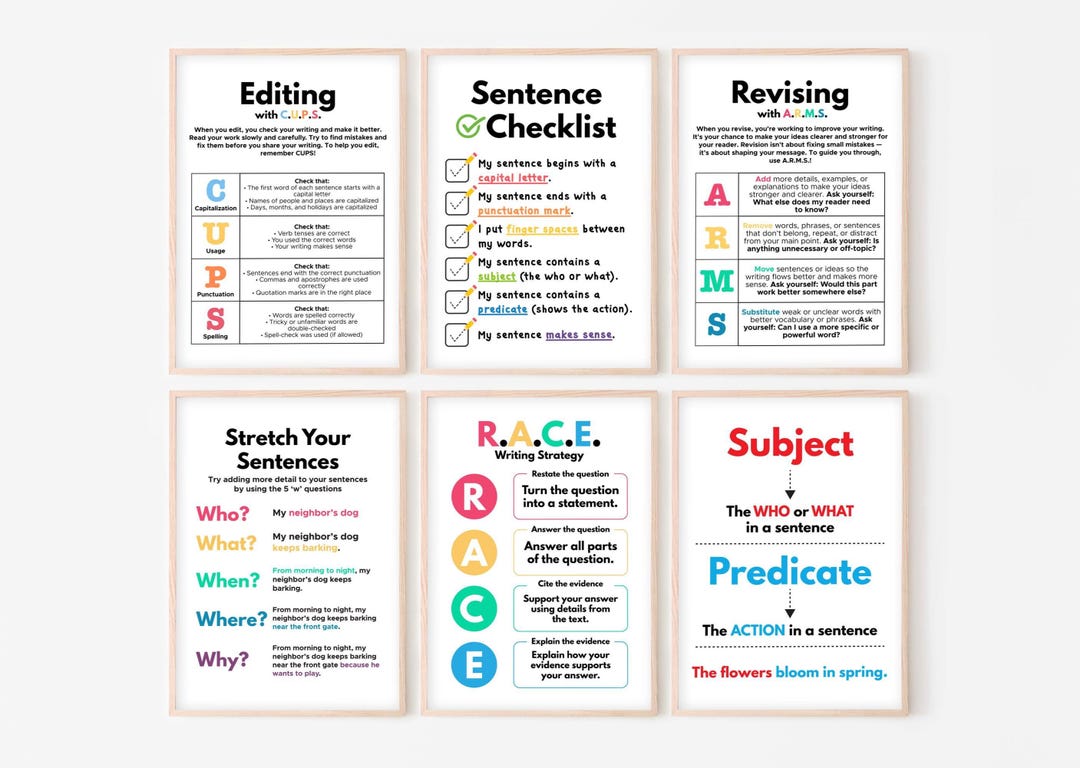 Classroom Writing Poster Bundle Set of 6 (version 2), ELA Posters for ...