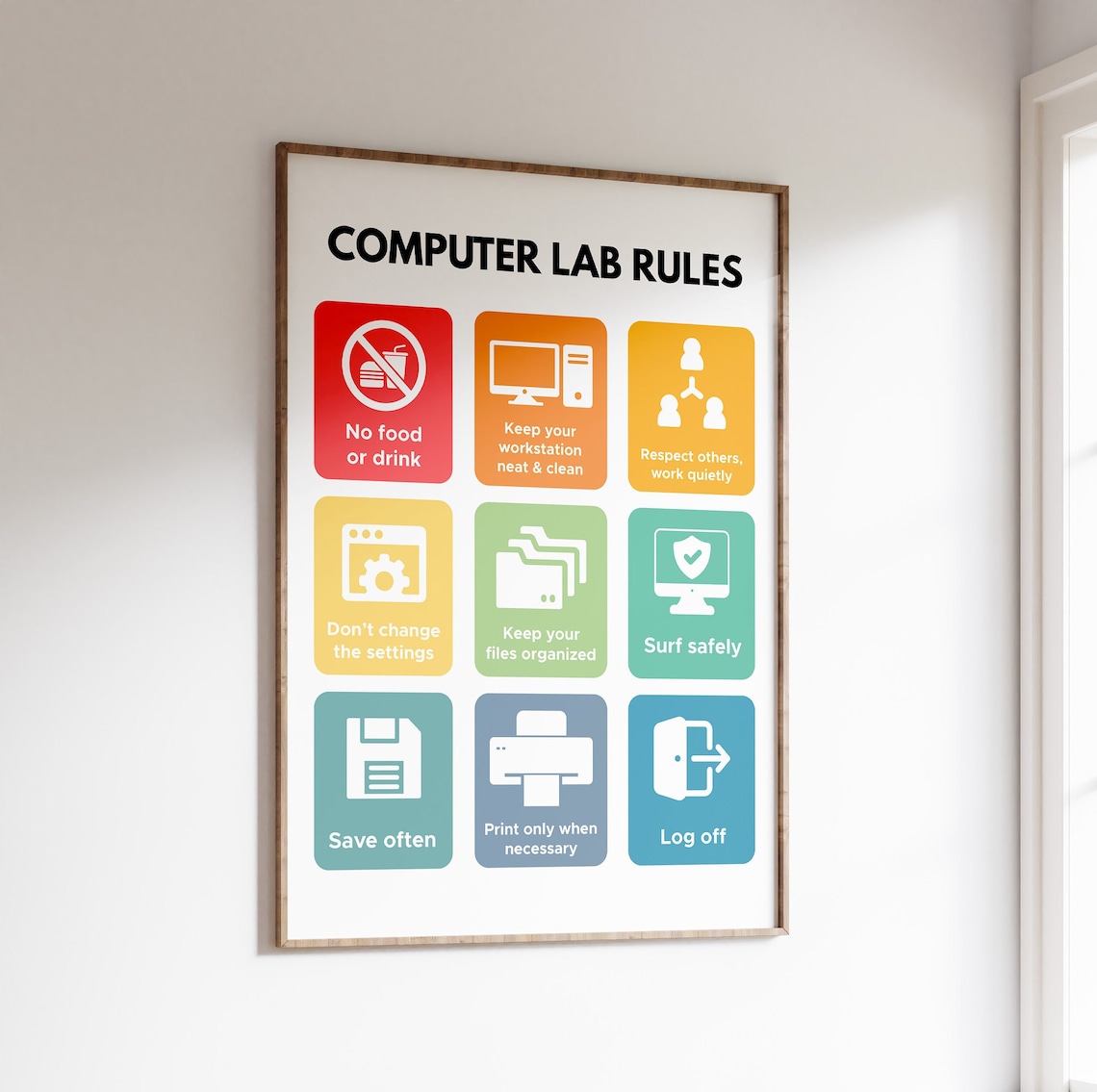 Computer Lab Rules Poster, Classroom Rules, Educational Wall Art for ...