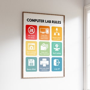 Buy Computer Lab Rules Poster, Classroom Rules, Educational Wall Art ...