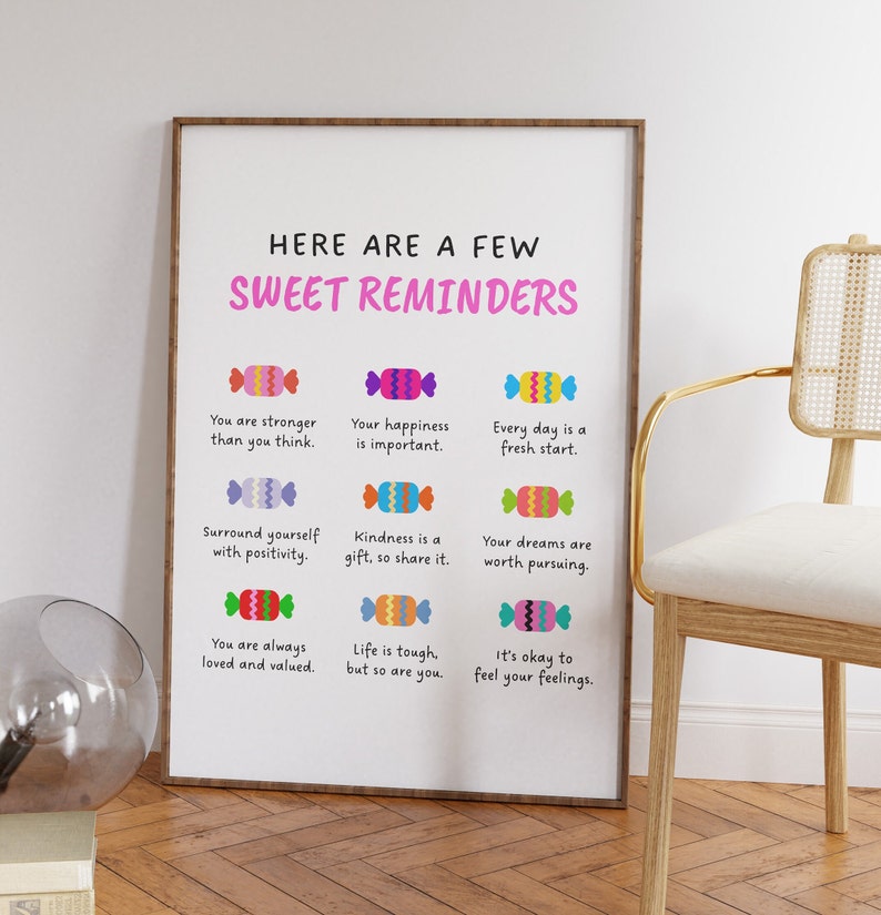 Sweet Reminders Poster, Reminder Poster, Self-care and Growth Mindset ...