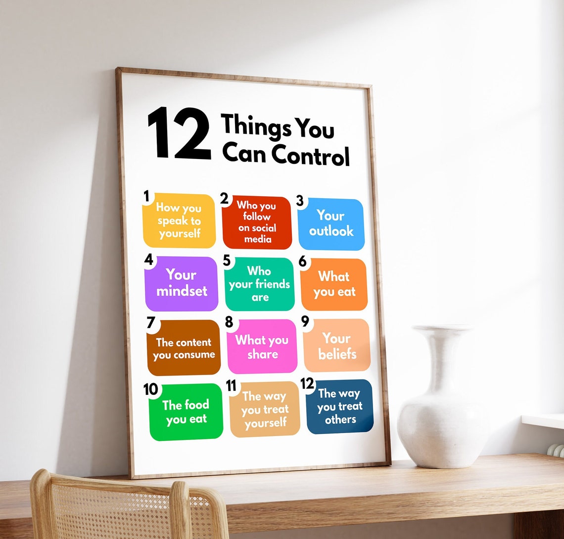 12 Things You Can Control Poster, Growth Mindset, Mental Health Poster ...
