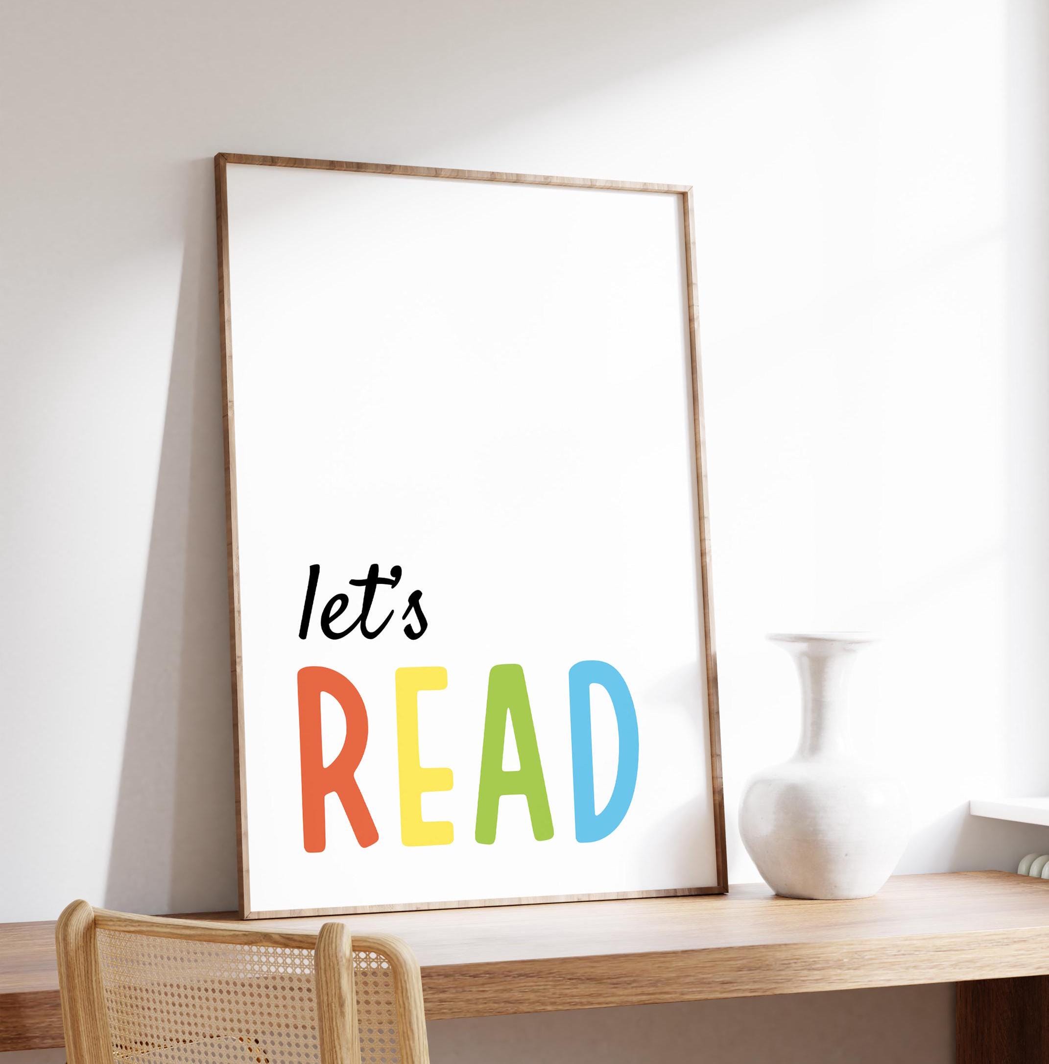 Let's Read Poster, Library Poster, Book Nook, School Library Decor ...