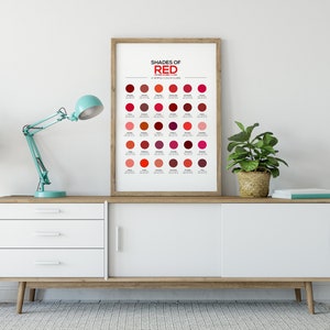 Different Shades of Red Color Chart With 30 Different Hex Color Codes ...