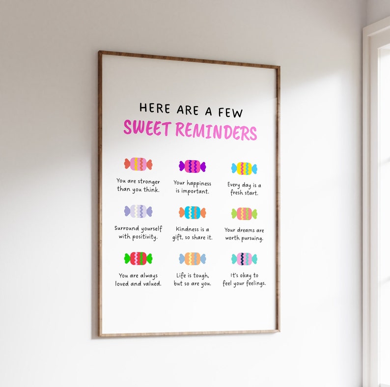 Sweet Reminders Poster, Reminder Poster, Self-care and Growth Mindset ...