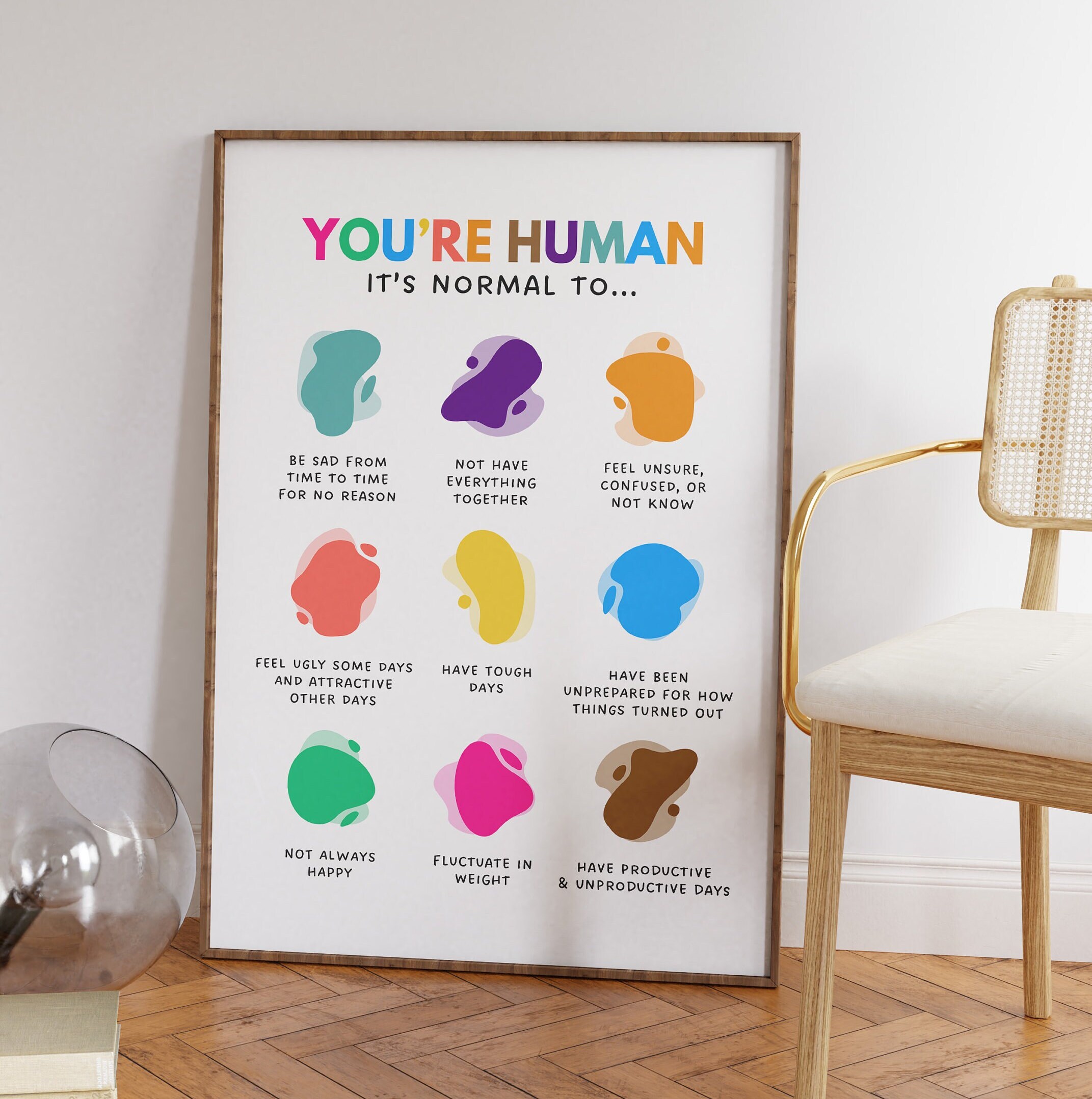 You're Human Poster, Inspirational Quotes, Growth Mindset, Therapy and ...