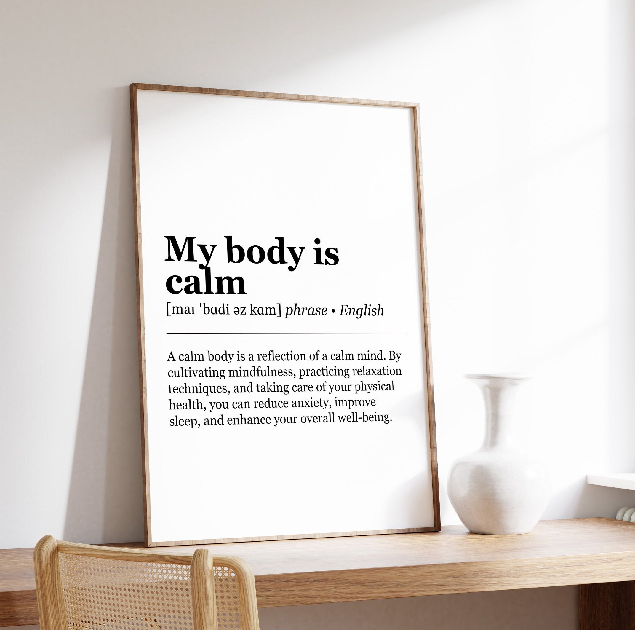 My Body is Calm Definition Print, Self-care Poster, Mental Health, Self ...