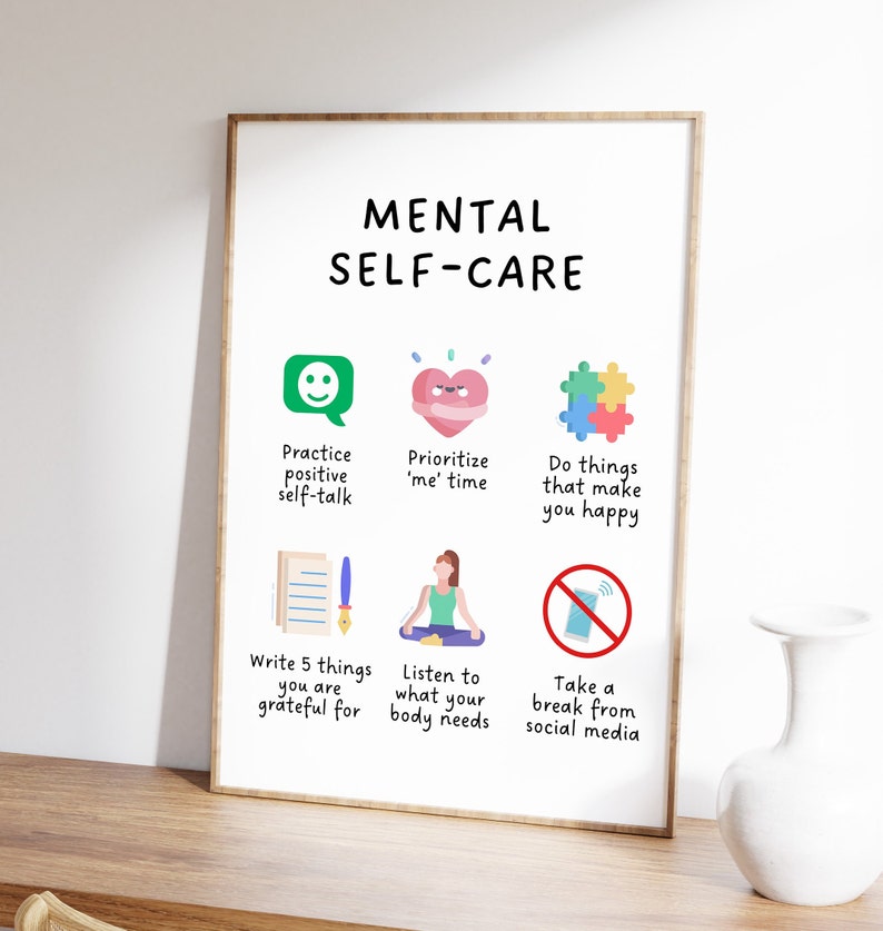 Self-care Poster, Mental Self-care, Therapy Print, Self-care Printable ...