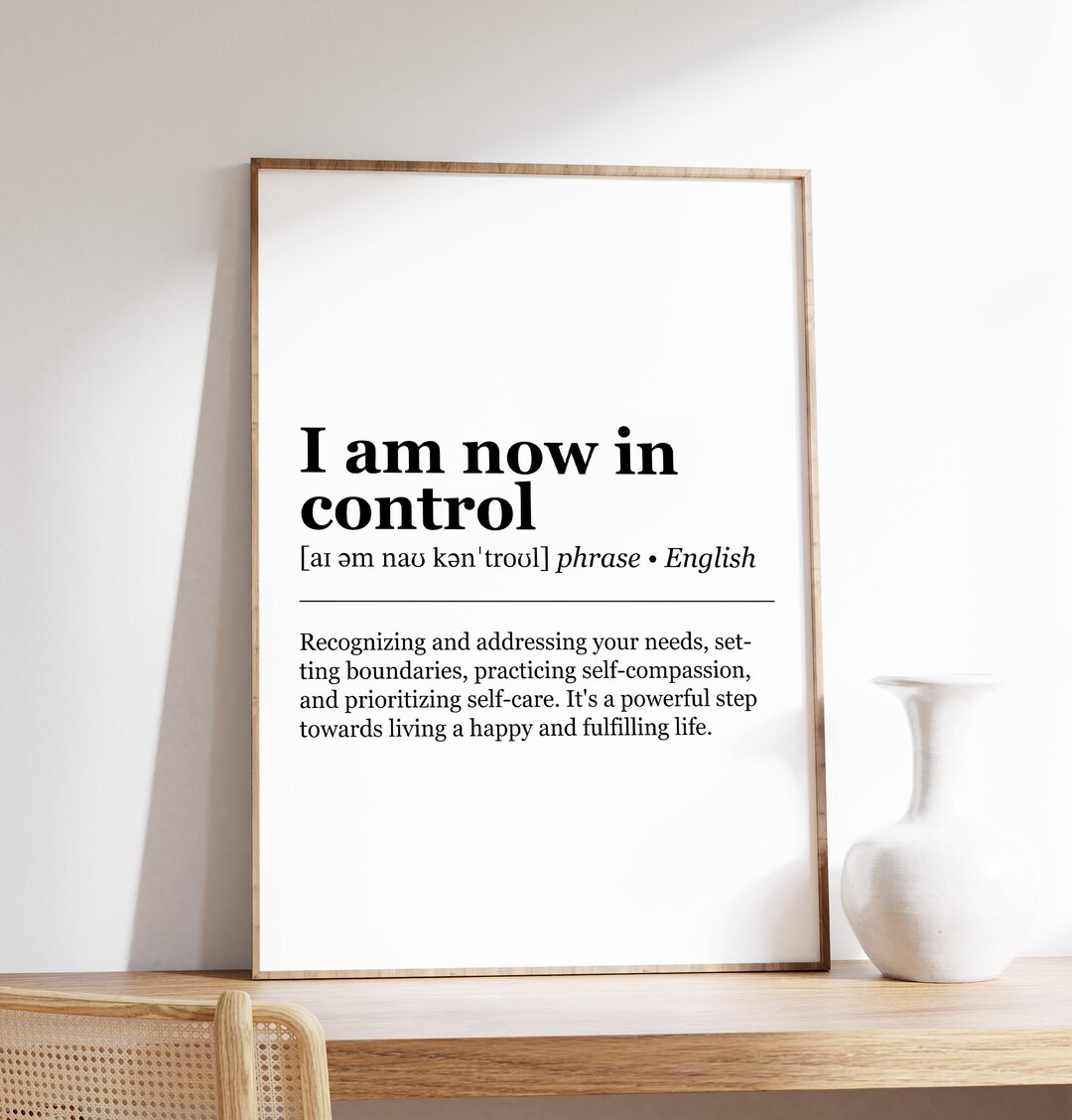 I Am Now in Control Definition Print, Self-care Poster, Mental Health ...