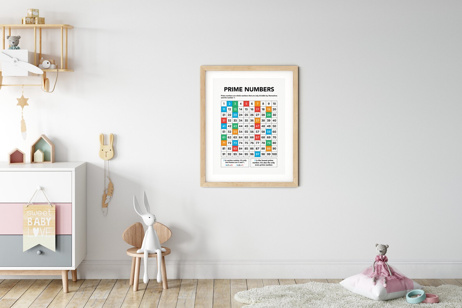 Printable Prime Number Chart 1 to 100. Color Coded Squares Number Chart ...