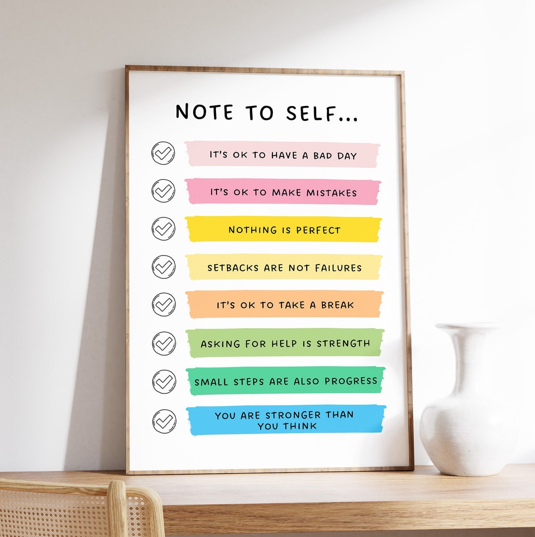 Note to Self Poster, Things to Remember, Motivational and Inspirational ...