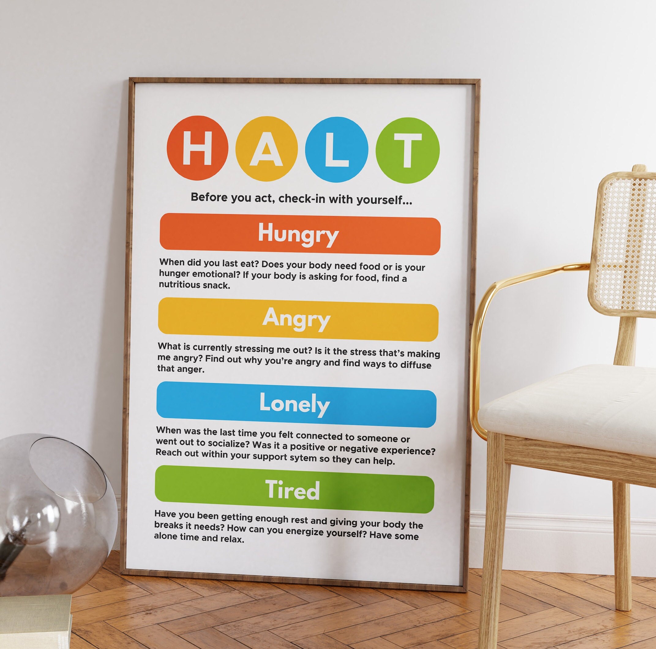 HALT Acronym Poster, Mental Health Print, Coping Strategies and Skills ...