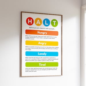 HALT Acronym Poster, Mental Health Print, Coping Strategies and Skills ...