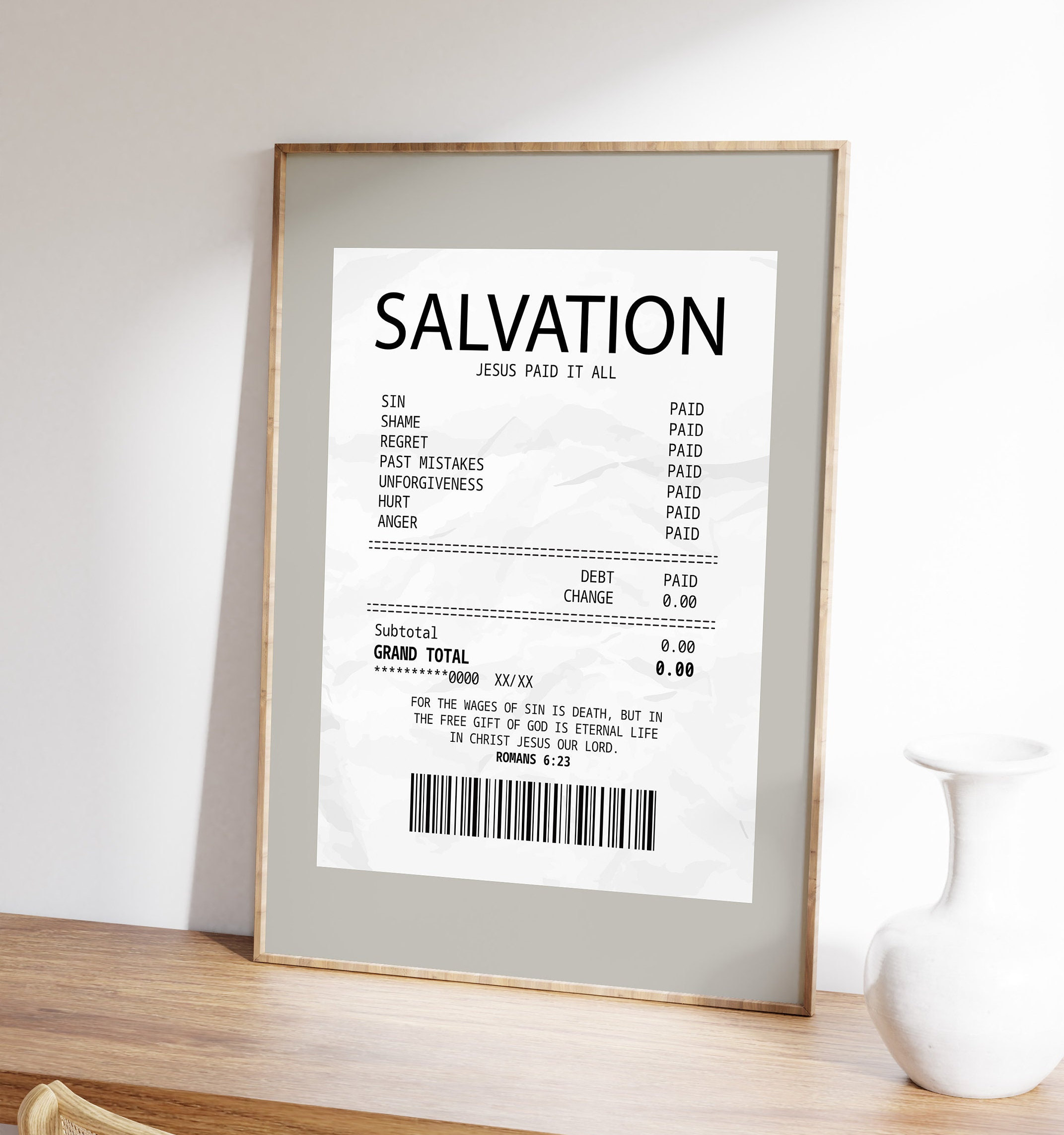 Salvation Receipt Poster light Background, Salvation Jesus Paid It All ...