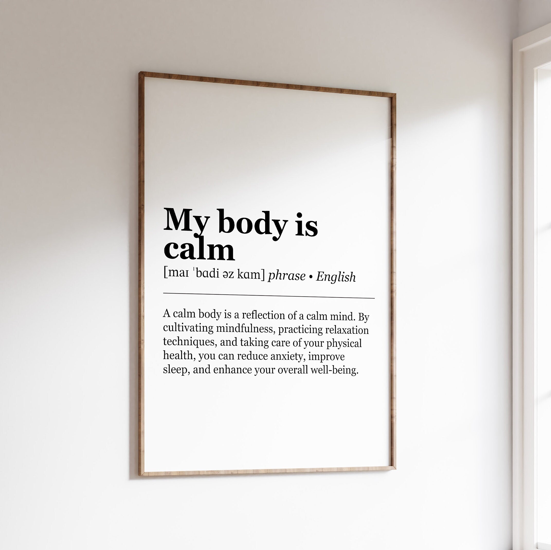 My Body is Calm Definition Print, Self-care Poster, Mental Health, Self ...