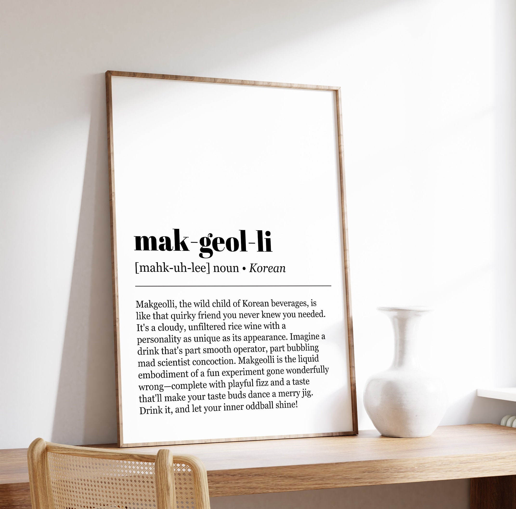 Makgeolli Poster, Makgeolli Definition Print, Korean Food and Cuisine ...