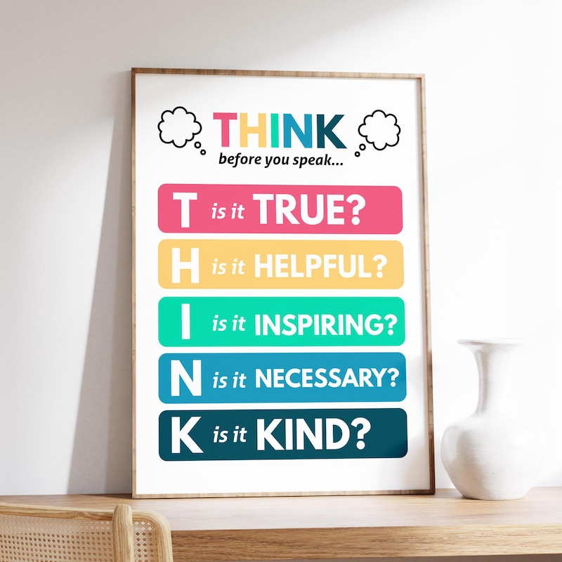 Think Before You Speak Poster - Etsy