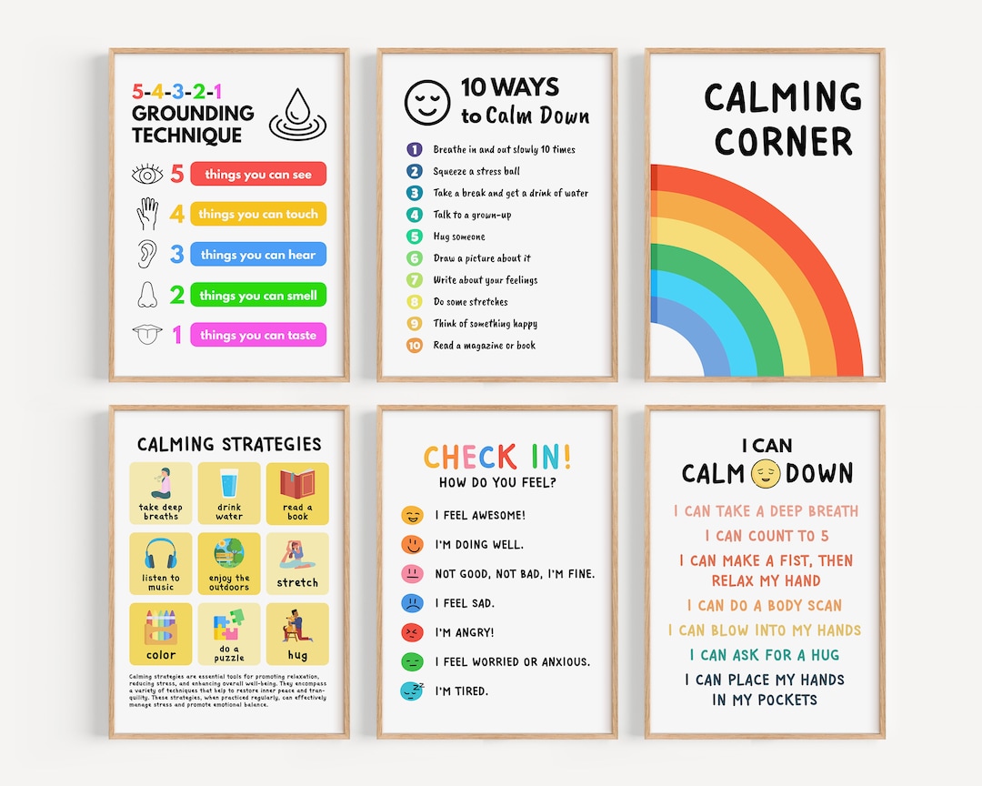 Calm Corner Poster Bundle Set of 6, Coping Skills, Calming Corner ...