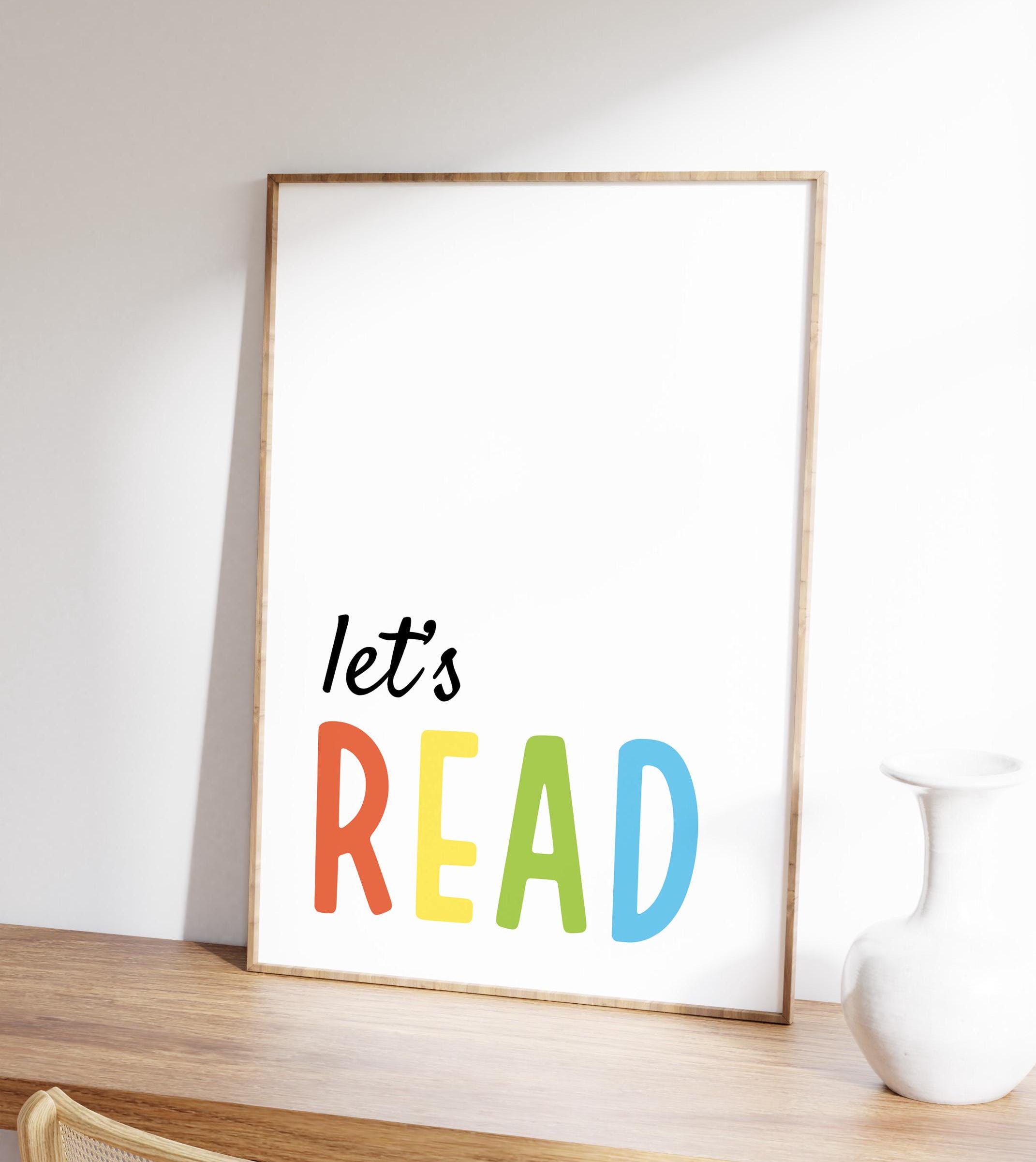 Let's Read Poster, Library Poster, Book Nook, School Library Decor ...
