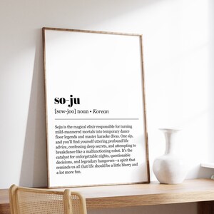 Soju Poster, Soju Definition Print, Korean Food and Cuisine, South ...