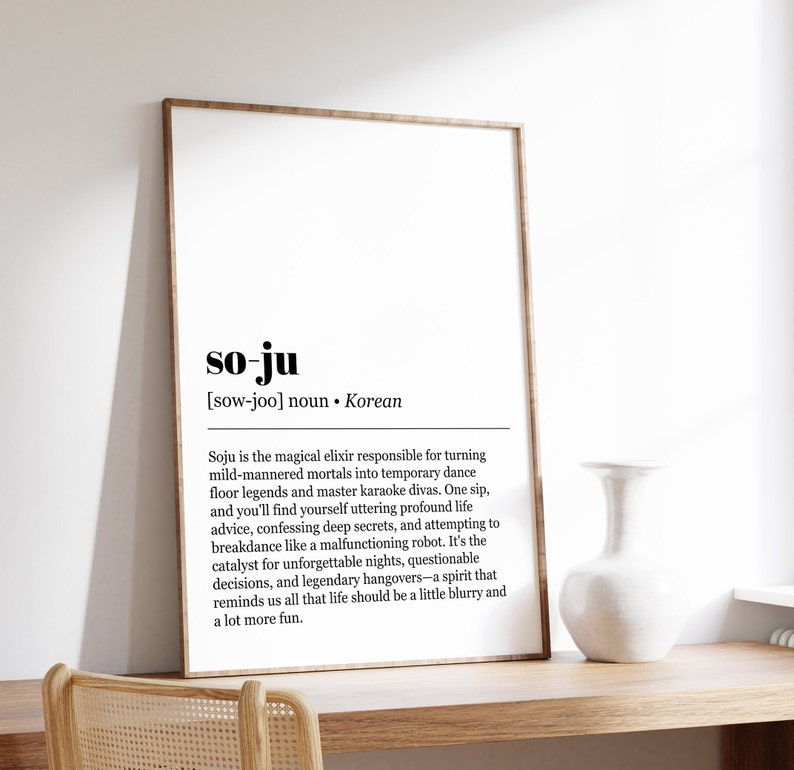 Soju Poster, Soju Definition Print, Korean Food and Cuisine, South ...