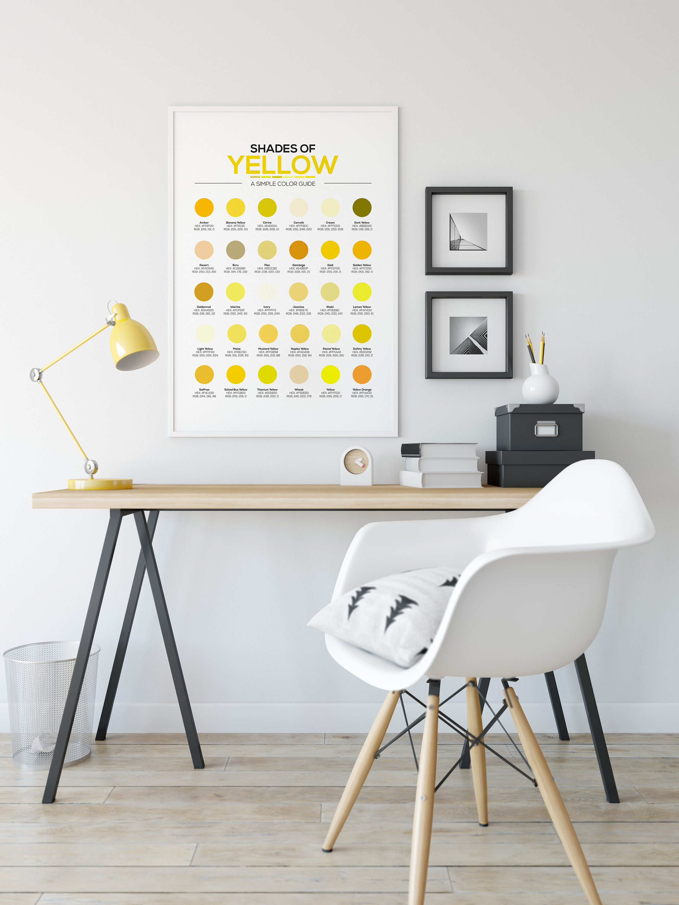 Different Shades of Yellow Color Chart With 30 Different Hex Color ...