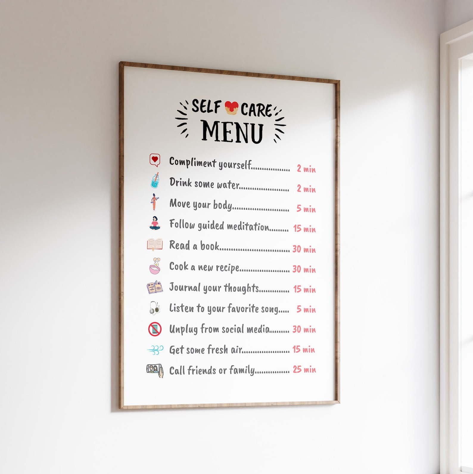 Self Care Menu Poster Self Care Poster Mental Health Self - Etsy