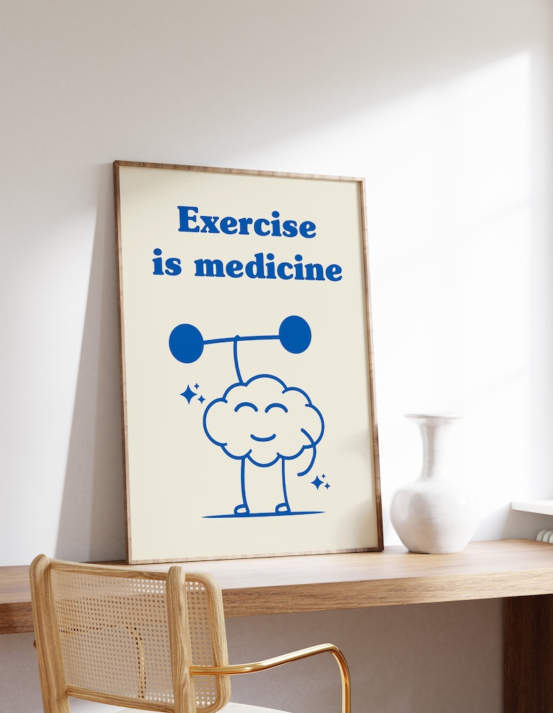 Exercise is Medicine Poster, Exercise is Medicine Print, Retro Quote ...