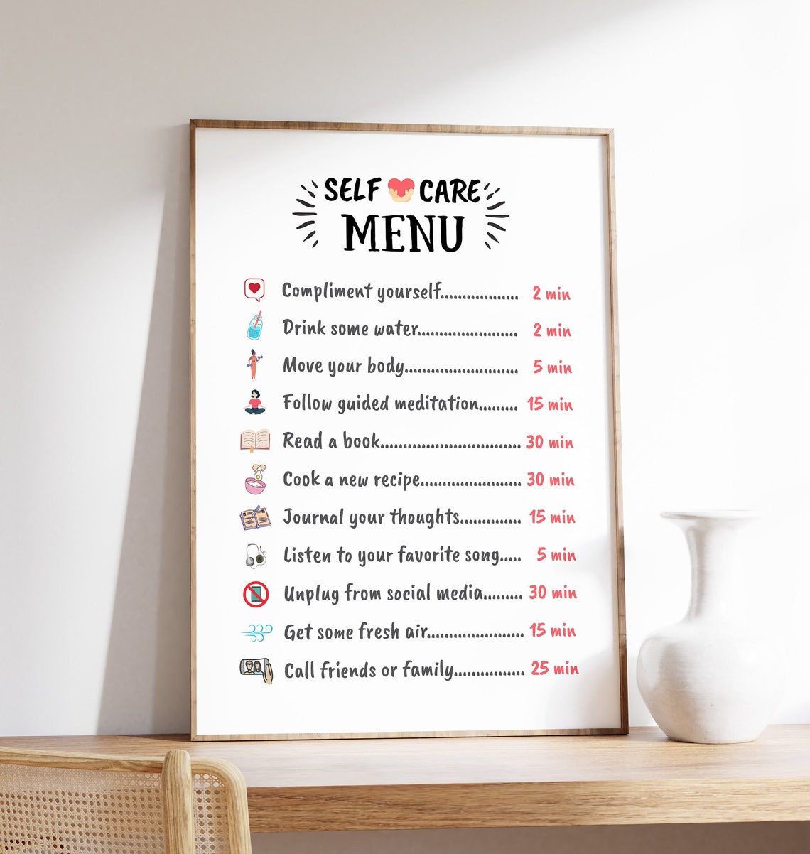 Self Care Menu Poster Self Care Poster Mental Health Self - Etsy