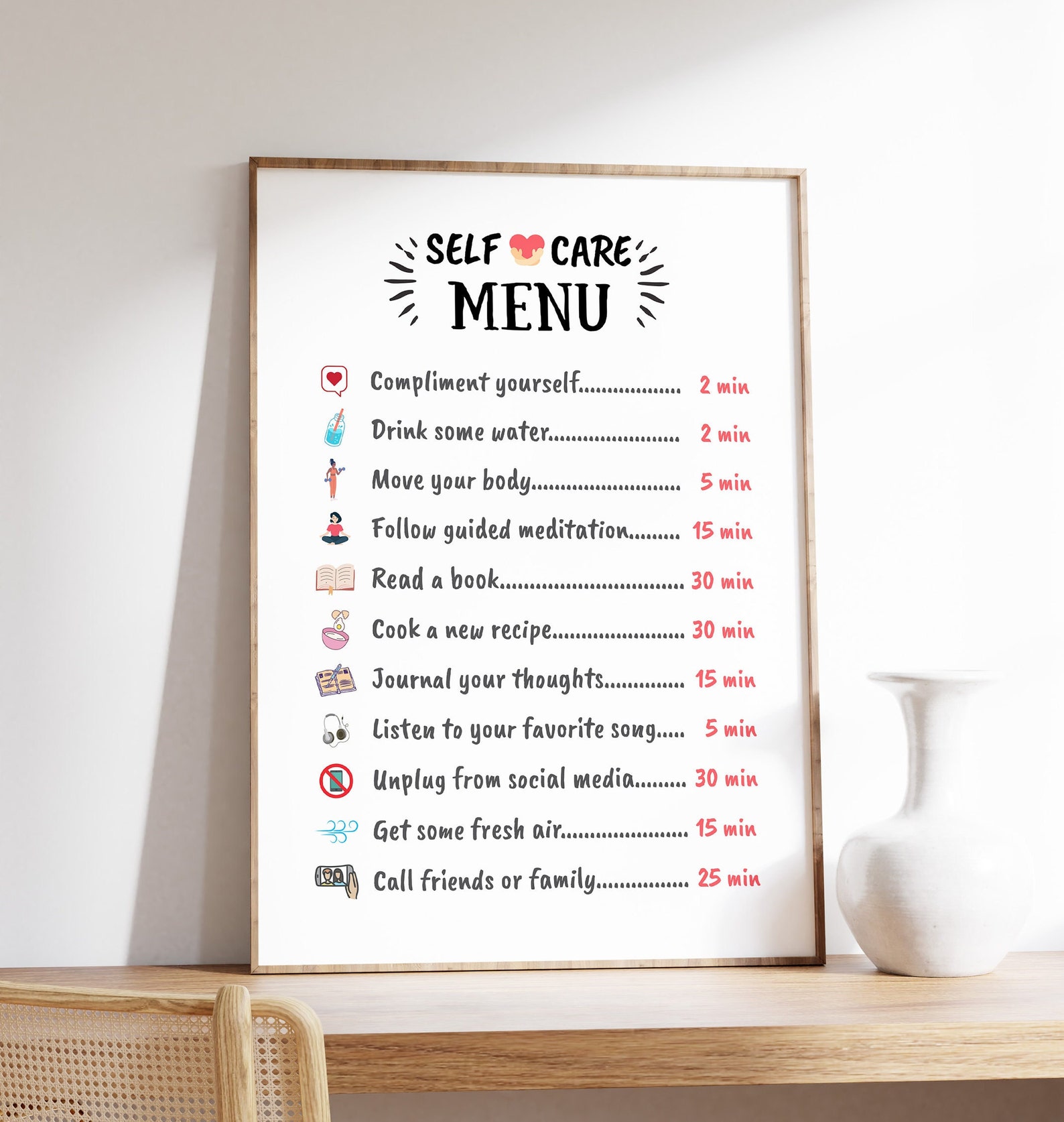 Self Care Menu Poster Self Care Poster Mental Health Self - Etsy