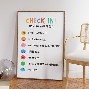 Check in Self Care Poster, Check in With Yourself, Daily Checklist ...