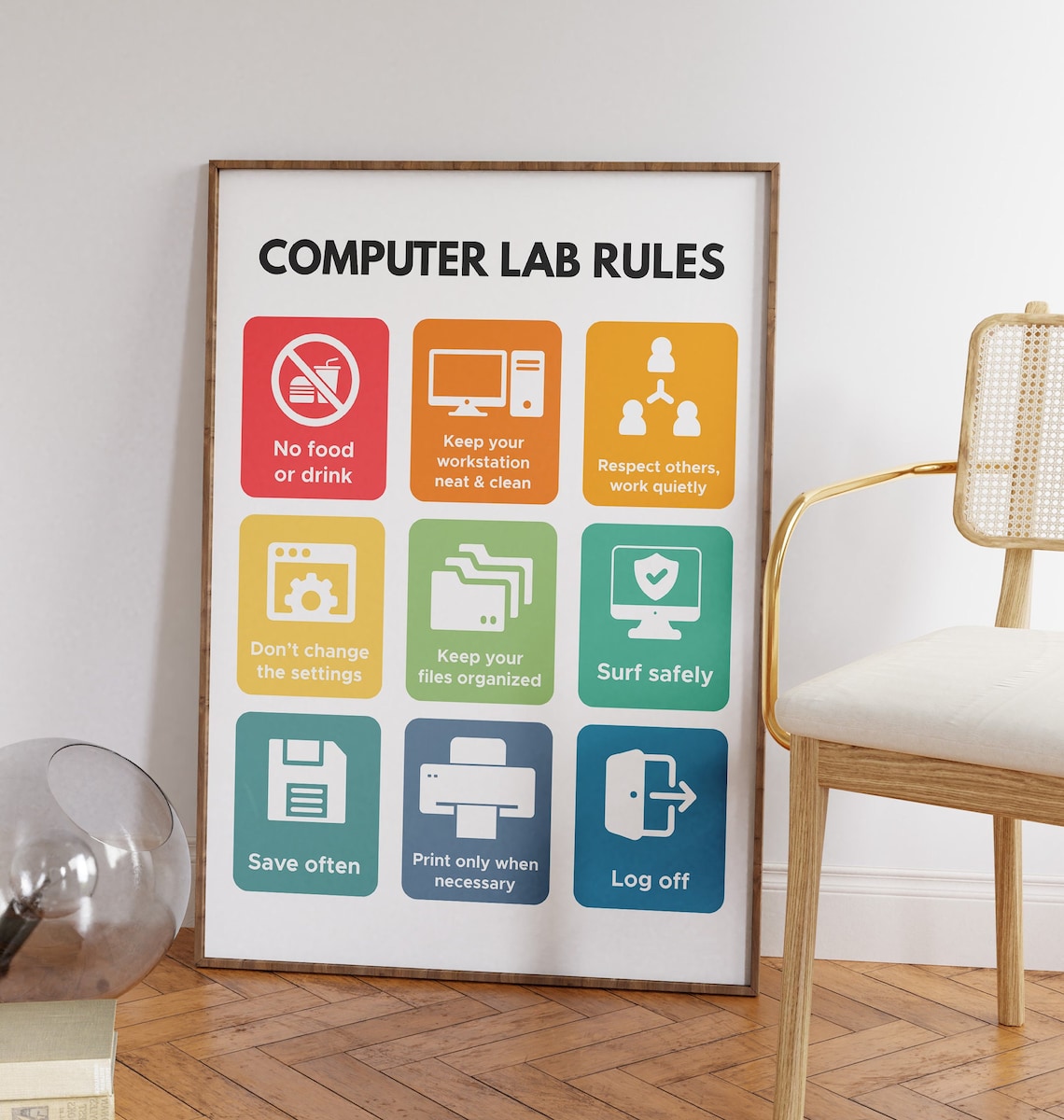 Computer Lab Rules Poster, Classroom Rules, Educational Wall Art for Students and Teachers ...
