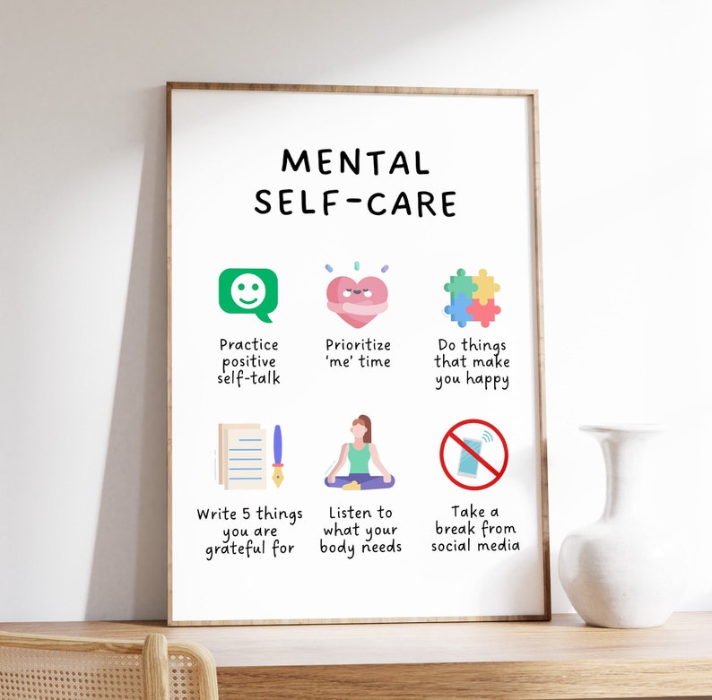 Self-care Poster, Mental Self-care, Therapy Print, Self-care Printable ...