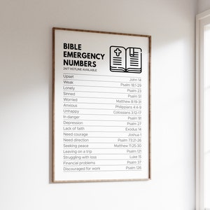 Bible Emergency Numbers Poster, Bible Verse Hotlines, Christian Wall ...
