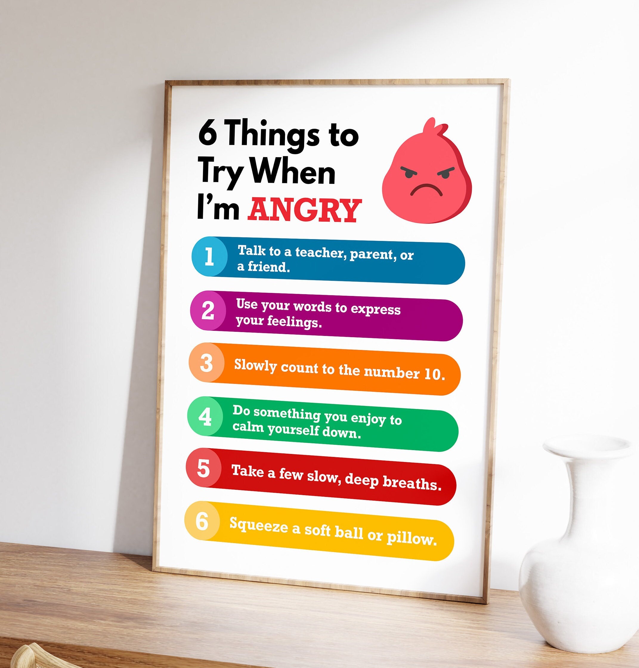 Anger Management Poster, 6 Things to Try When I'm Angry, Self ...