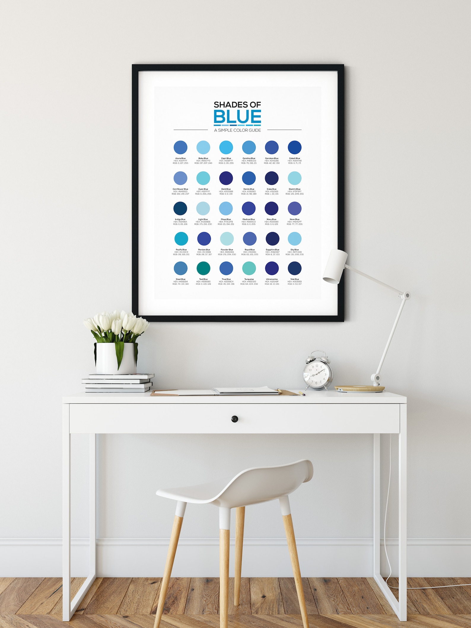 Different Shades of Blue Color Chart With 30 Different Hex Color Codes ...