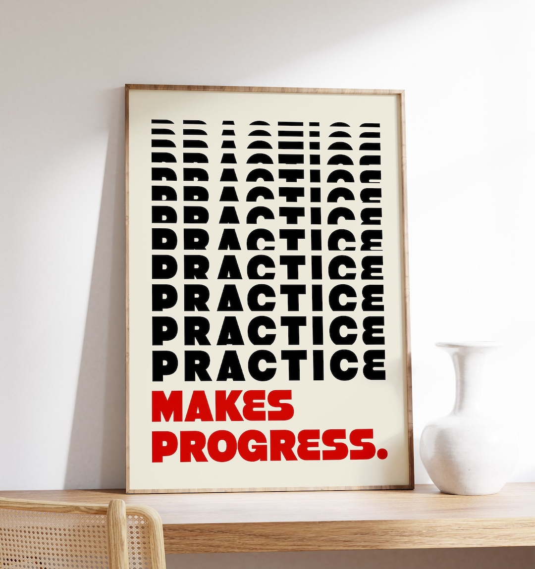 Trendy Retro Practice Makes Progress Print (red), Practice Makes ...