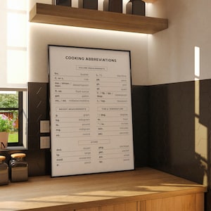 Cooking Abbreviations Chart Cooking Cheat Sheet Baking - Etsy