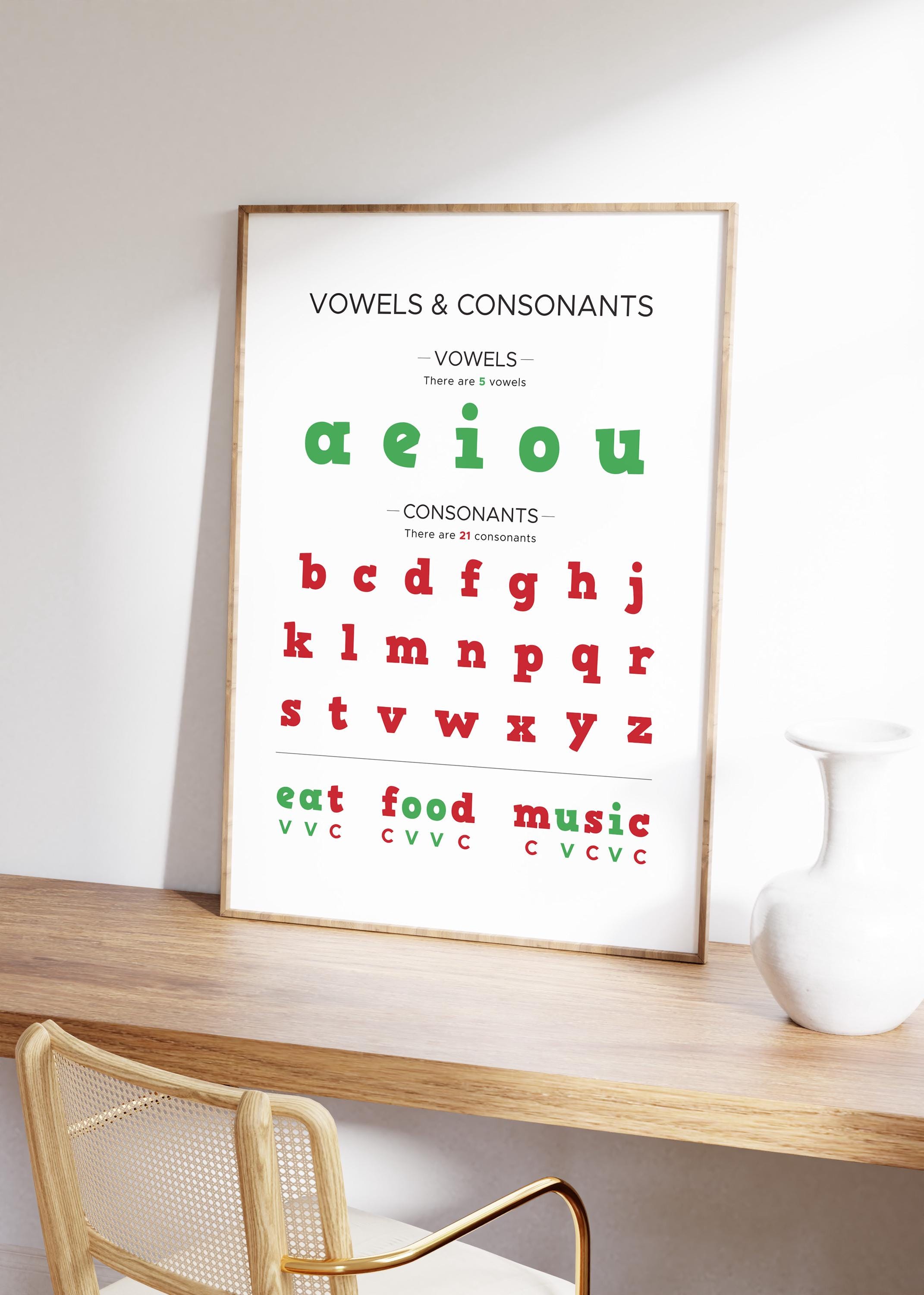 Vowels and Consonants Chart (CKLA Color Coding), Phonics Poster ...