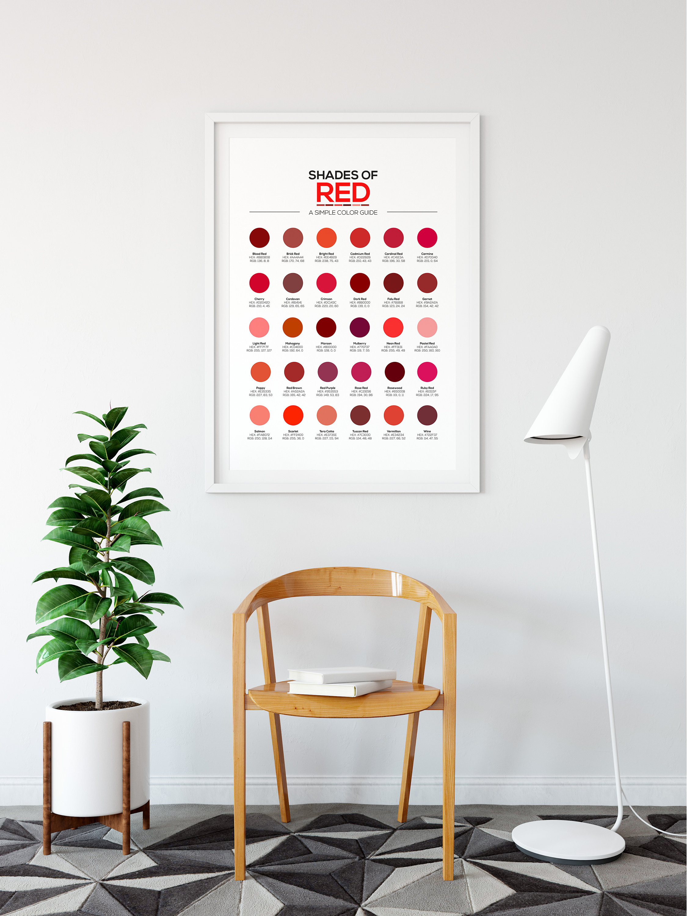 Different Shades of Red Color Chart With 30 Different Hex Color Codes ...